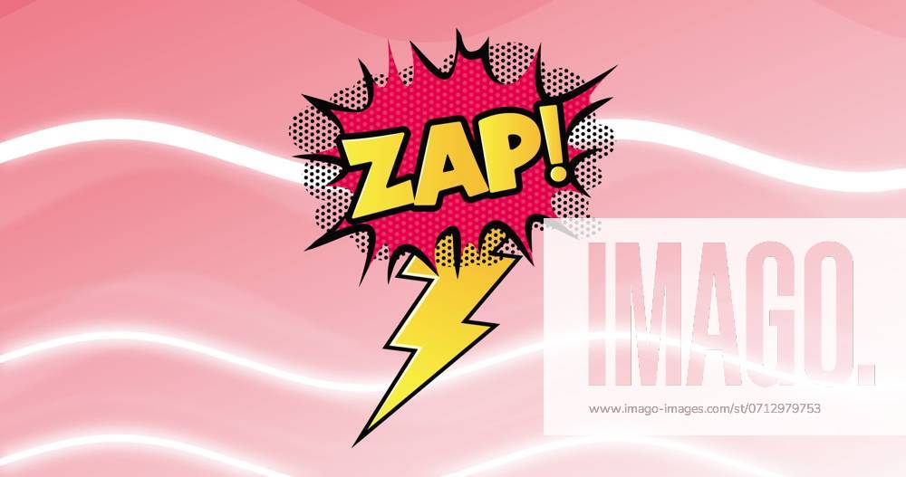 Image of zap text in yellow letters in retro speech bubble with ...