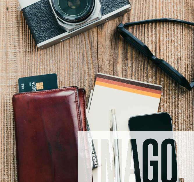 Smartphone with blank screen, camera, wallet, dollar banknotes ...