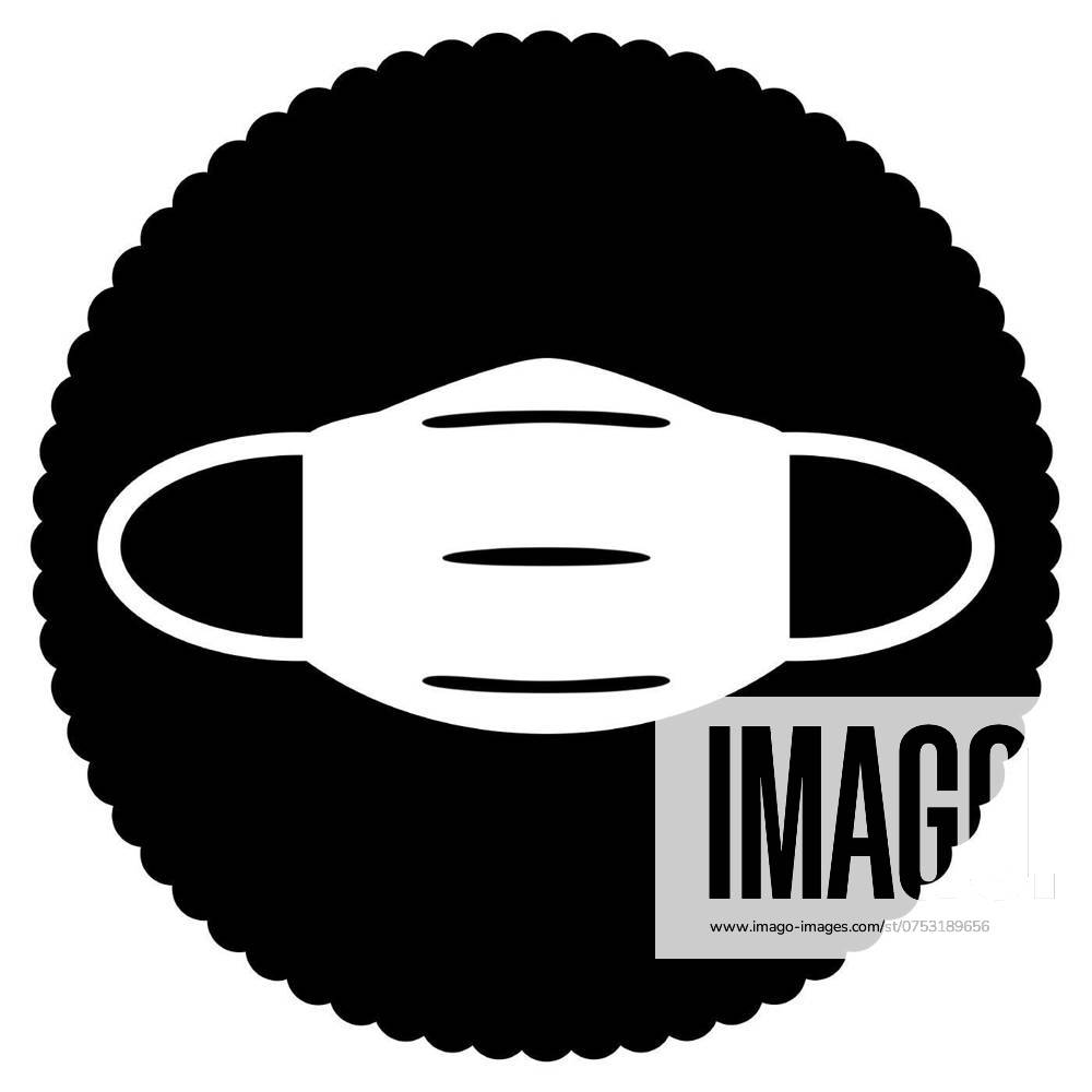 Covid-19 face mask on black Button, Black round Button showing Mask ...