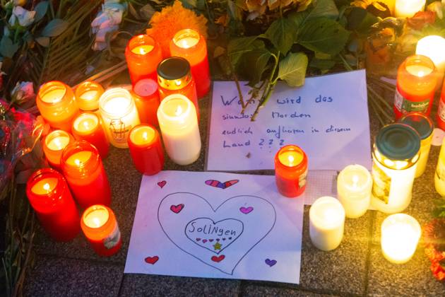 Memorial Site For Solingen Victims A general view of candles and ...