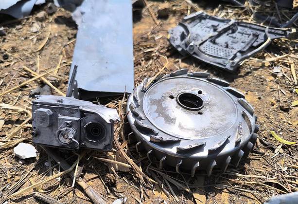 HAMA, Sept. 9, 2024 -- Debris from what is believed to be an Israeli ...