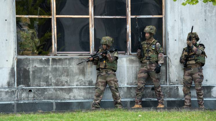 Member of French Army s the 6th Light Armoured Brigade take part in the ...