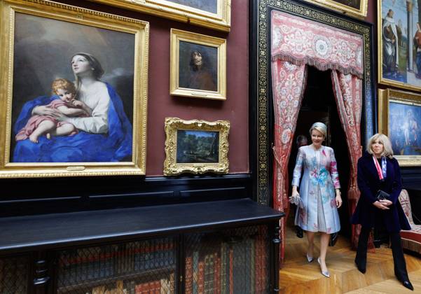 Queen Mathilde of Belgium and First Lady of France Brigitte Macron ...