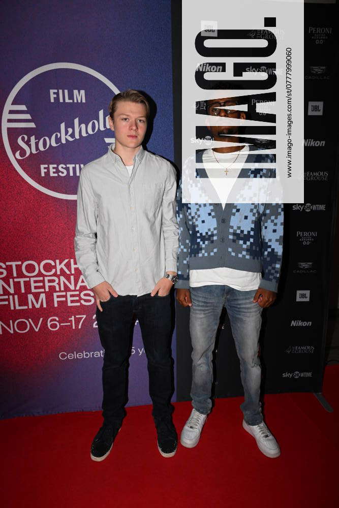 STOCKHOLM, SWEDEN 20241105 Olle Strand with company on the red carpet ...