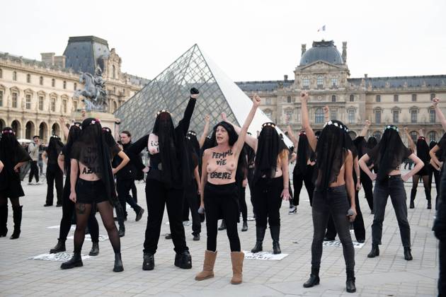 Singer Lio At The FEMEN Protest - Paris Singer Lio during a FEMEN rally ...