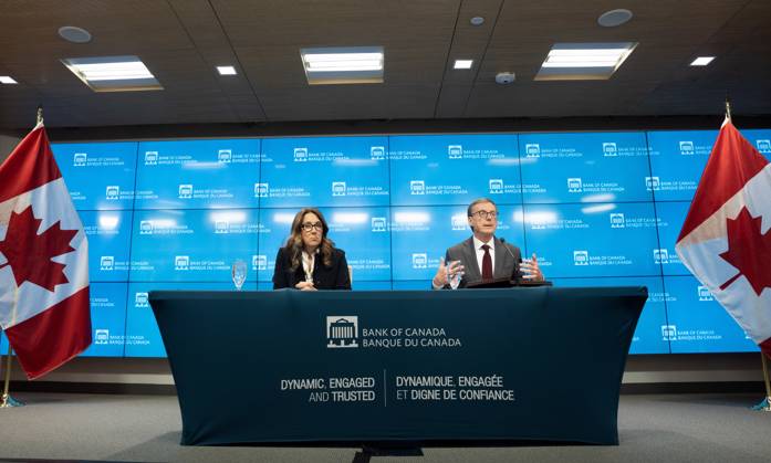 Ottawa, On, Canada: Bank of Canada Senior Deputy Governor Carolyn Wilkins looks on as Governor Tiff
