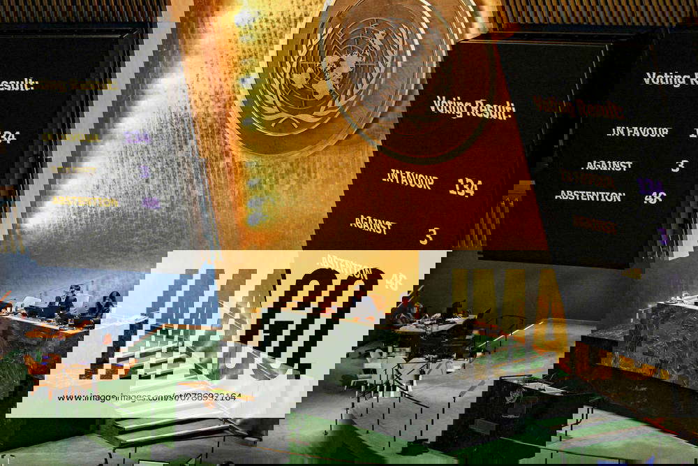 New York, New York, USA: UN member countries vote on item A 49 439- on ...