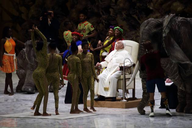Vatican City: POPE FRANCIS attends a CircAfrica circus show during his ...