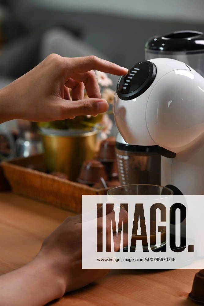 Close up view man making coffee with a coffee machine., 48042208, break ...