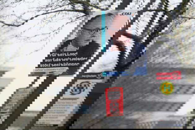 Election Placards In Aachen A CDU election placard is placed in the ...